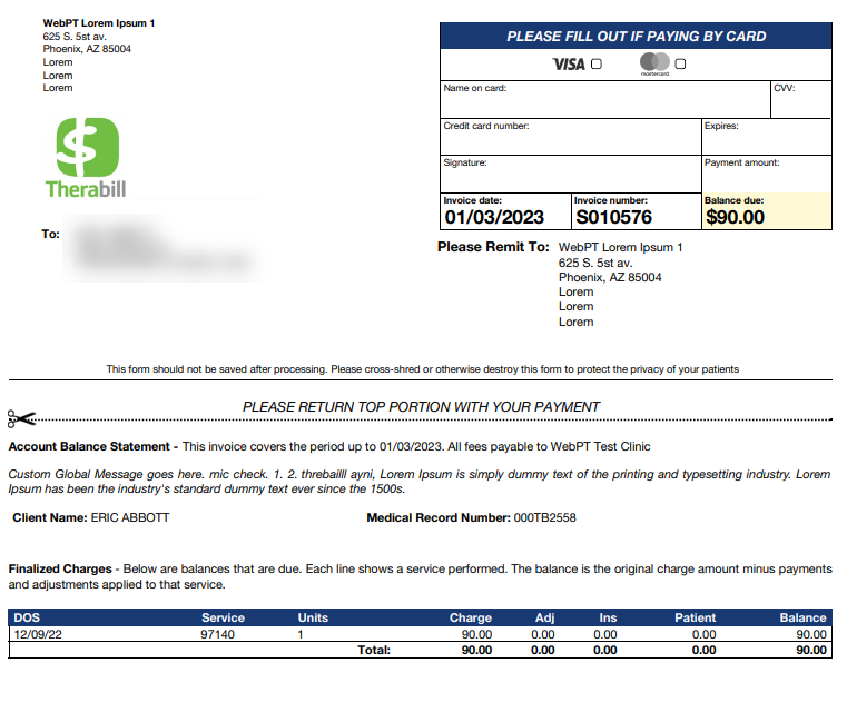 Settings - Client Balance Statement – Therabill