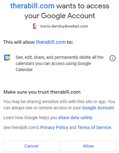 Google Calendar Sync – Therabill