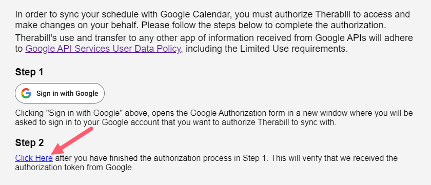 Google Calendar Sync – Therabill