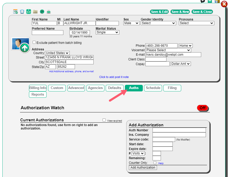 Authorization Watch – Therabill