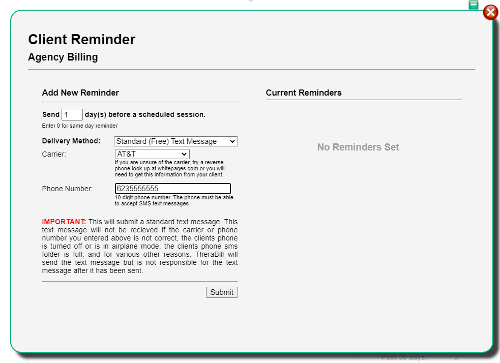 Patient Reminders by Text Message – Therabill