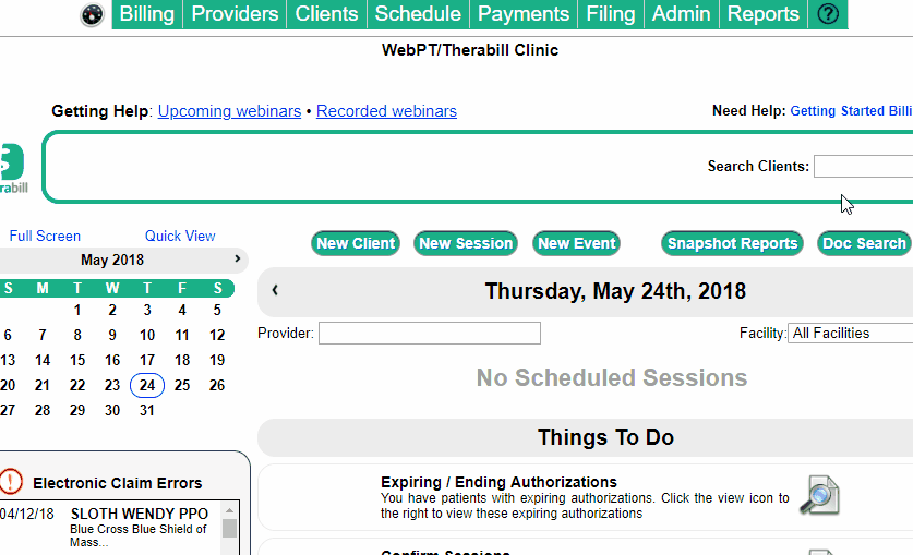 Monthly AR Summary – Therabill