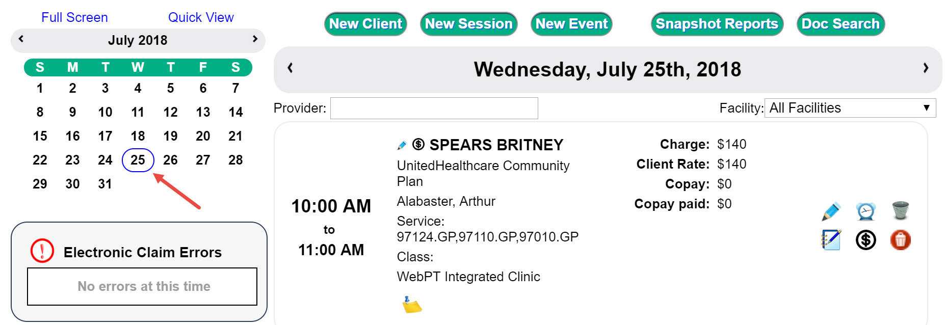 Delete/Cancel a Session – Therabill