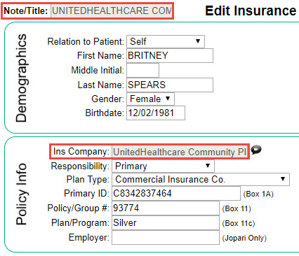 Insurance Card Mapping - WebPT Integration – Therabill