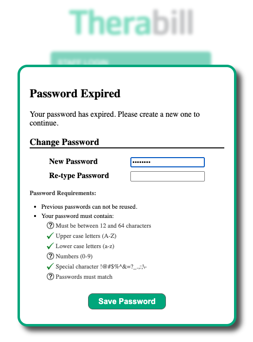 Change Your Password – Therabill