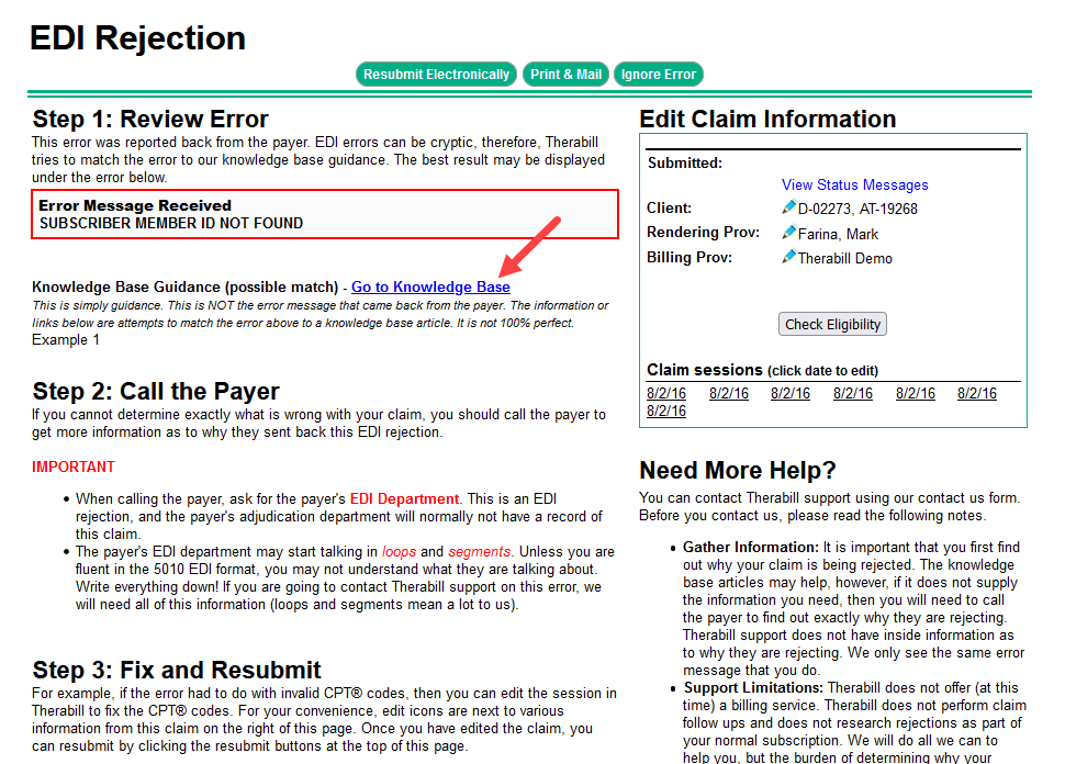 Healthcheck: Electronic Claim Errors (EDI Rejections) – Therabill