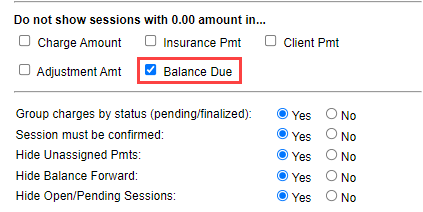 Settings - Client Balance Statement – Therabill